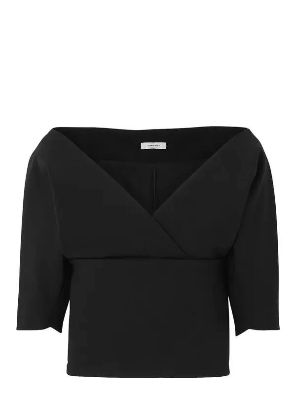 FERRAGAMO Layered Wool-blend Blouse - Black