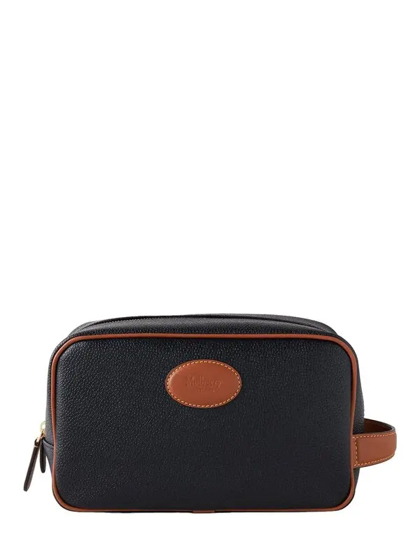 Mulberry Heritage Wash Case - Black & Cognac Printed Bioveg Scotchgrain & Flat Calf