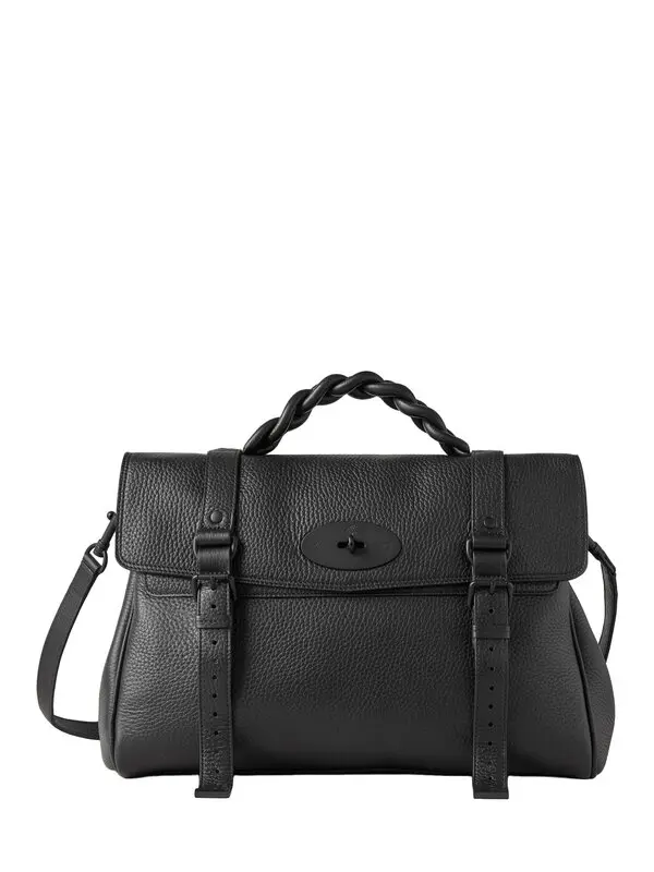 Mulberry Oversized Alexa Satchel - Black Heavy Grain