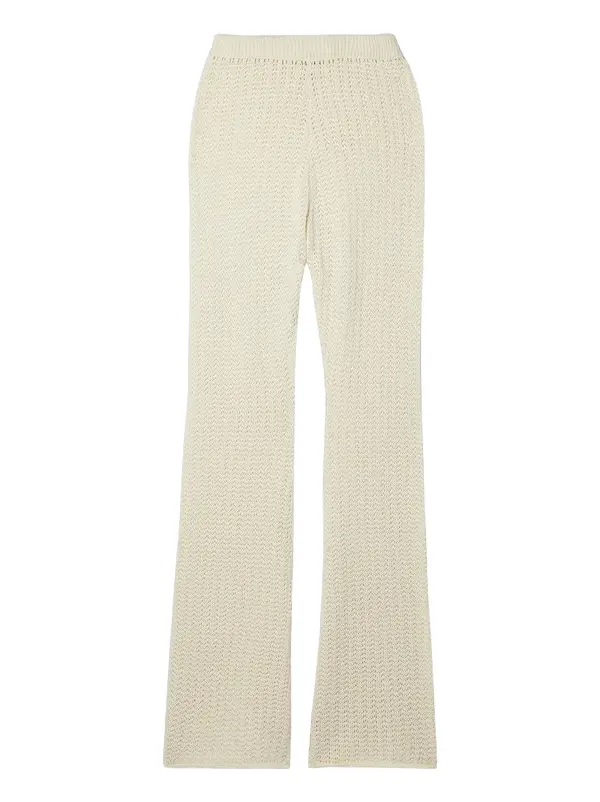 Savannah Morrow Halle Pointelle-knit Flared Pants - Cream