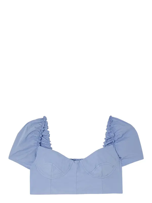 EMPORIO SIRENUSE Kalitha Cropped Cotton-poplin Top - Light Blue