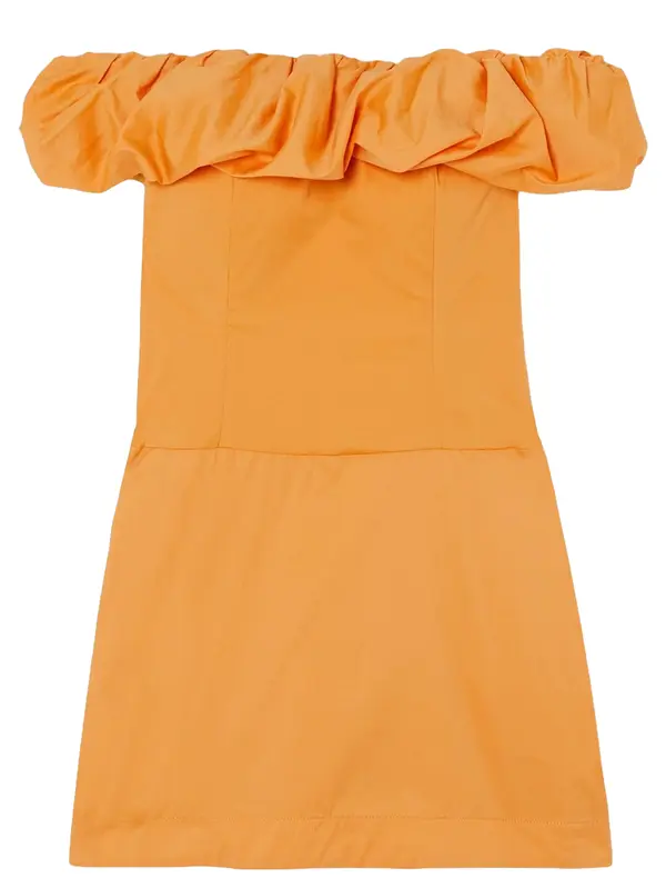 Bondi Born Madeira Off-the-shoulder Cotton-blend Mini Dress - Saffron
