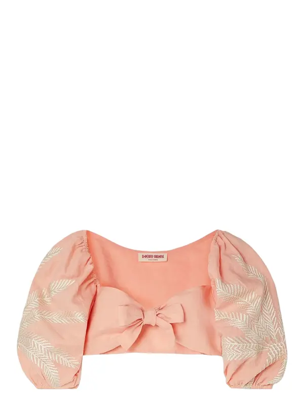 EMPORIO SIRENUSE Thaia Embroidered Linen Top - Blush