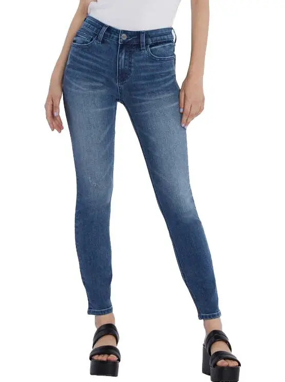 HINT OF BLU Vera Mid Rise Skinny Jeans - Spin Blue