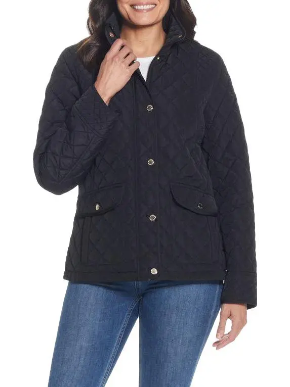 Gallery Quilted Stand Collar Jacket - Black