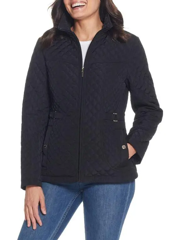 Gallery Quilted Stand Collar Jacket - Black