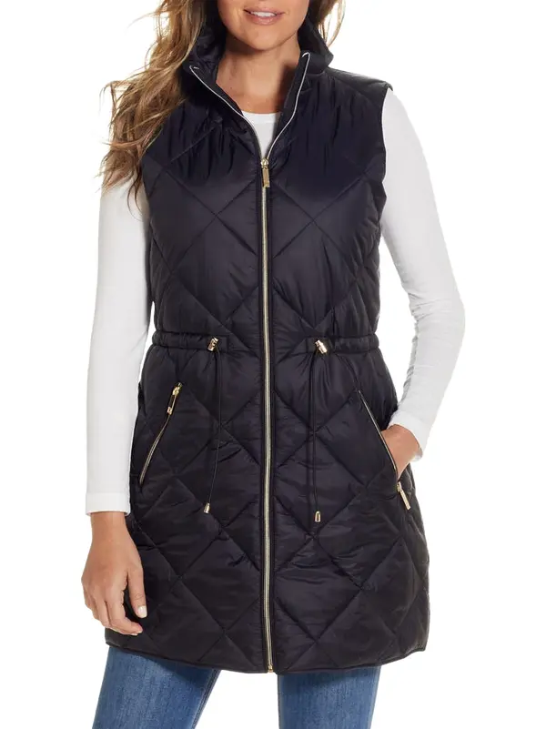Gallery Diamond Quilted Puffer Vest - Black