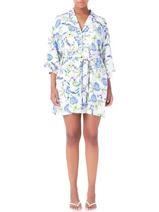 Endless Rose Floral Mini Shirtdress - Blue