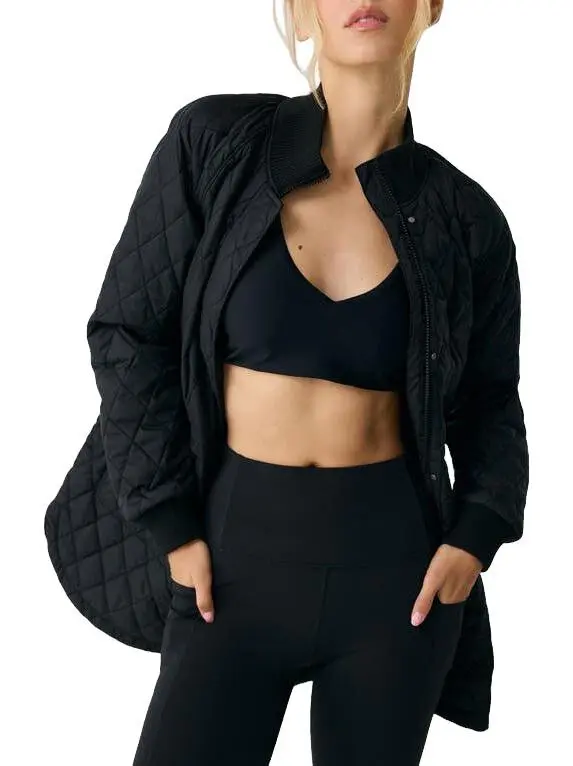 LOLE Quilted Water Repellent Nylon Bomber Jacket - Black Beauty