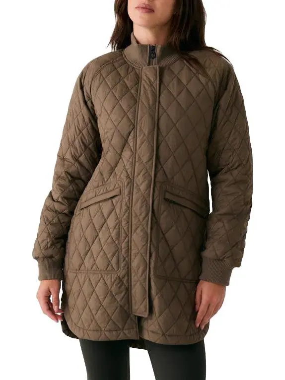 LOLE Quilted Water Repellent Nylon Bomber Jacket - Mocha