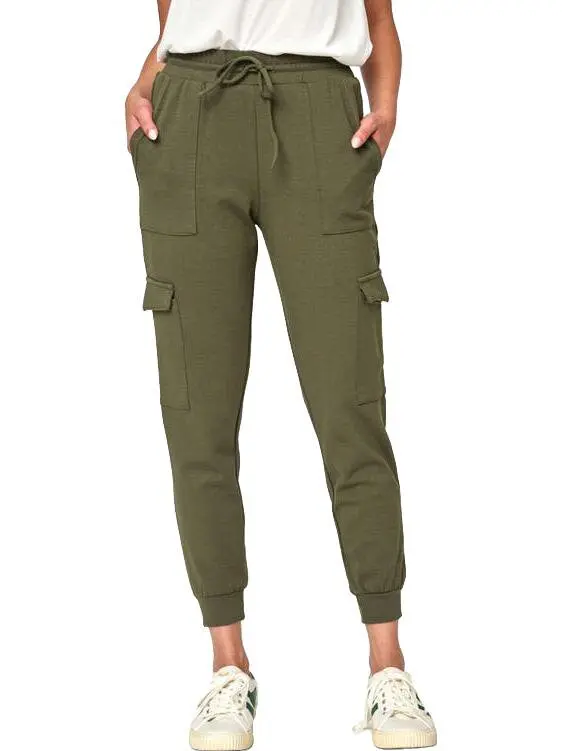 GIBSONLOOK Gigi Essential Soft Stretch Cotton Ponte Cargo Joggers - Dark Olive