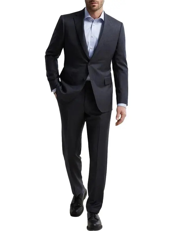 Samuelsohn Contemporary Fit Skarkskin Wool Suit - Charcoal