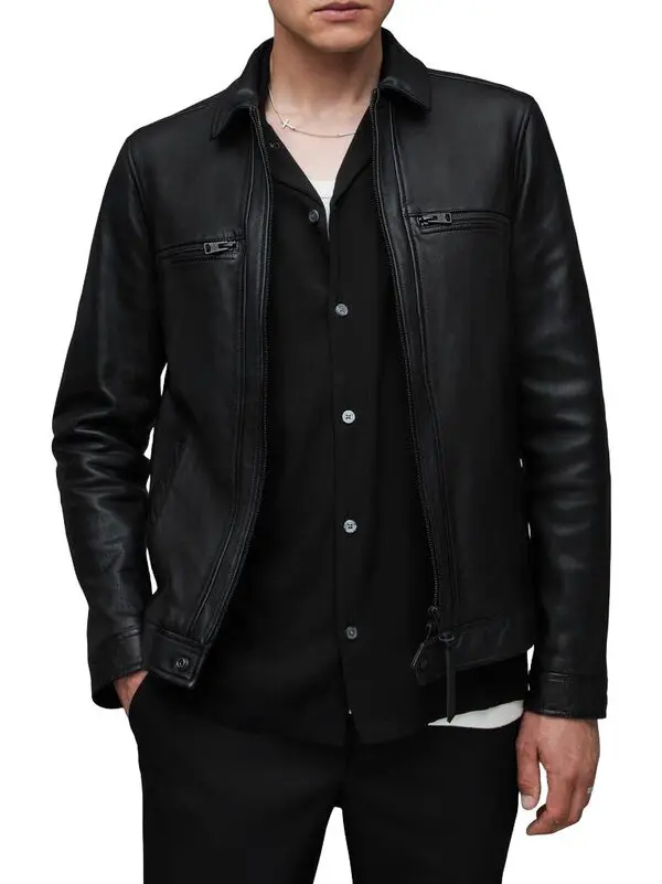 ALLSAINTS Luck Slim-fit Leather Jacket - Black