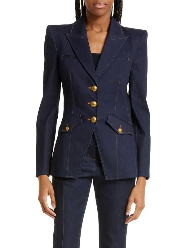 Veronica Beard Anoki Denim Dickey Jacket - Dark Oxford Blue