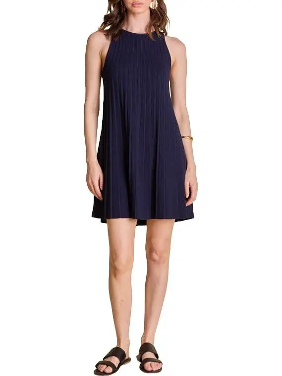 English Factory Pleated A-line Knit Minidress - Navy