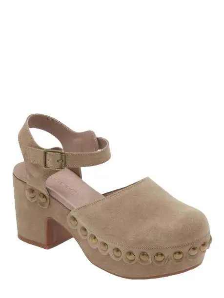 CHOCOLAT BLU Garvey Platform Clogs - Taupe Suede