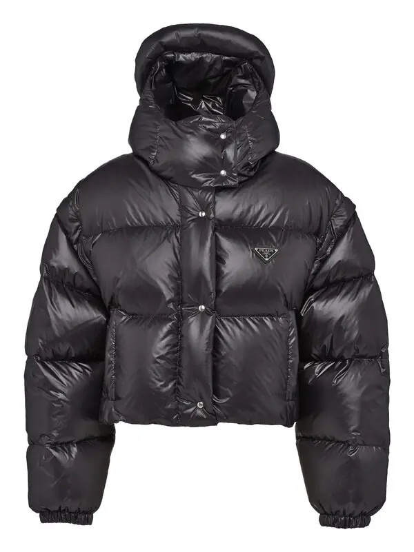 Prada Re-nylon Convertible Cropped Down Jacket - Black