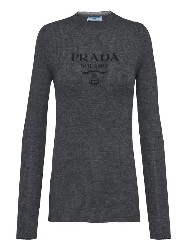 Prada Superfine Wool Crew-neck Sweater - Grey