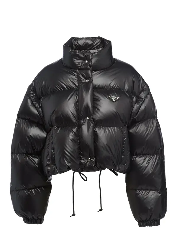 Prada Re-nylon Cropped Convertible Down Jacket - Black