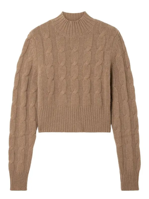 Le Kasha Murano Cropped Cable-knit Cashmere Turtleneck Sweater - Brown