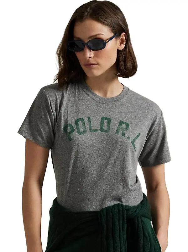 Ralph Lauren Logo Jersey Crewneck T-shirt - Heather Grey/green