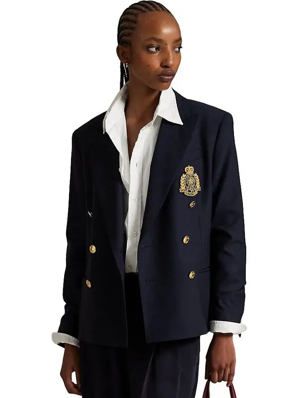 Ralph Lauren Double-breasted Crest Blazer - Rl Navy