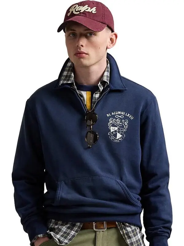 Ralph Lauren Fleece Graphic Quarter-zip Sweatshirt - Newport Navy