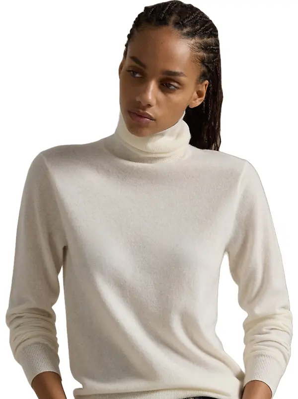 Ralph Lauren Slim Fit Cashmere Turtleneck - Cream