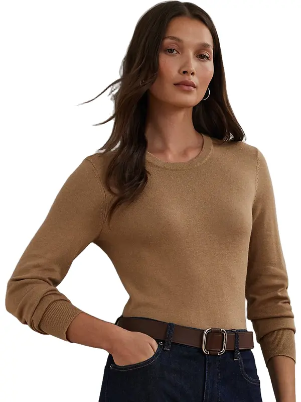 Ralph Lauren Cotton-blend Crewneck Sweater - Classic Camel