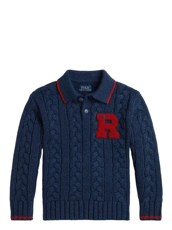 Ralph Lauren Cable-knit Cotton Polo-collar Sweater - Royal Combo