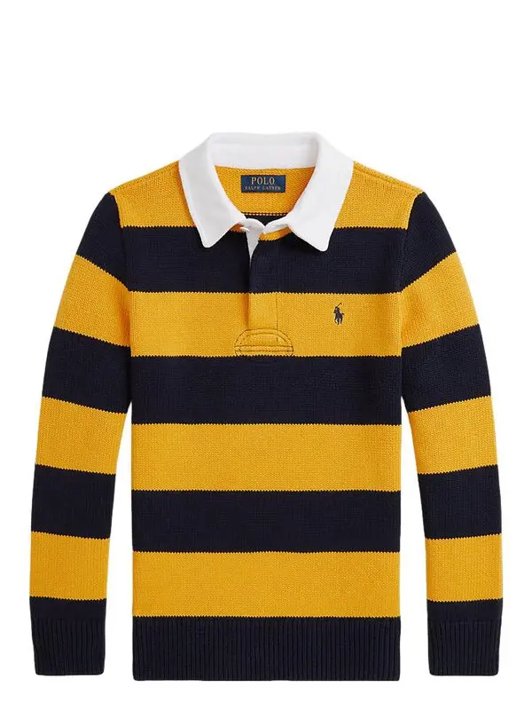 Ralph Lauren Striped Cotton Rugby Sweater - Gold Bugle