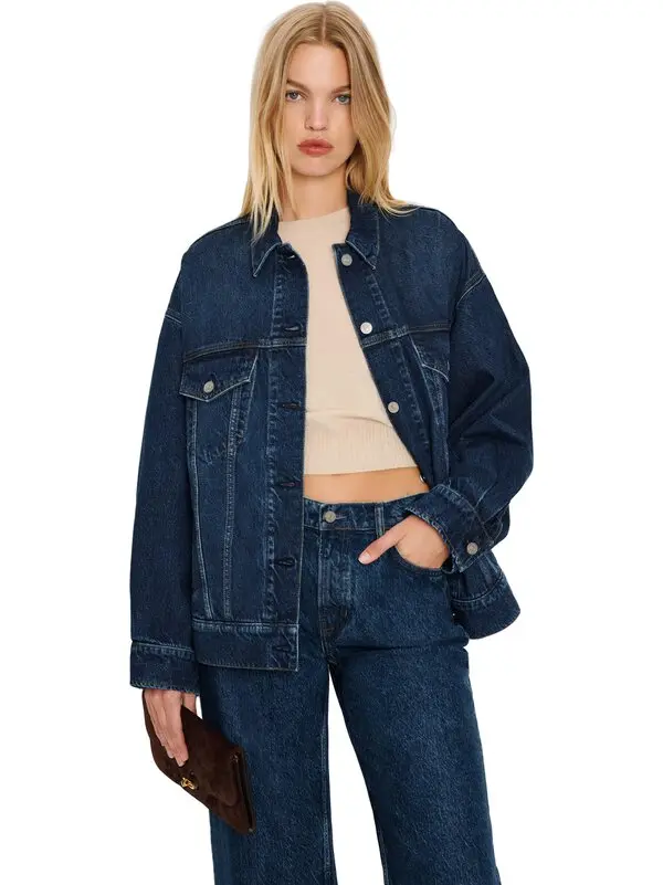 REFORMATION Oversized Denim Jacket - Blue