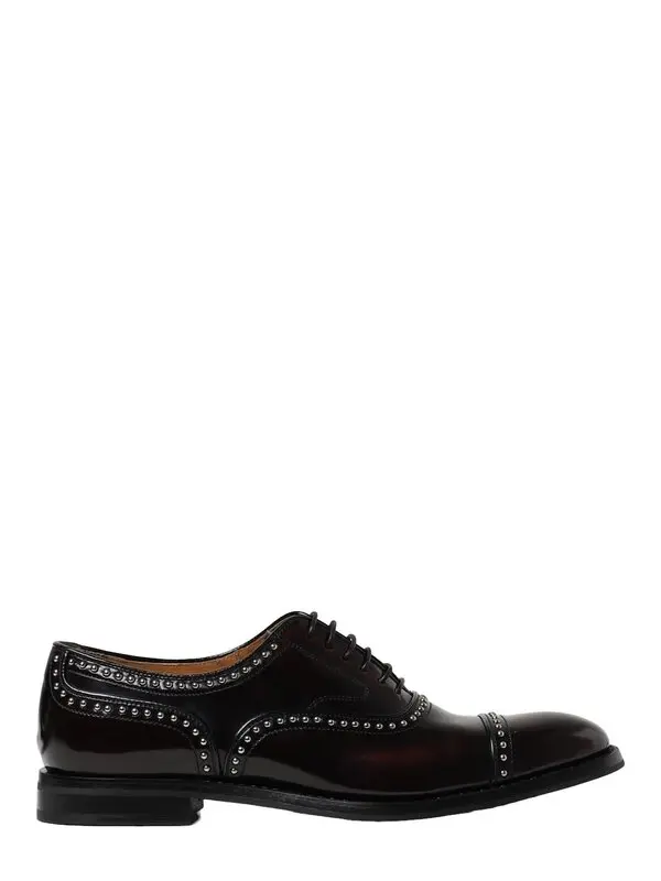 Church's Oxford In Brushed Leather With Studs - Burgundy