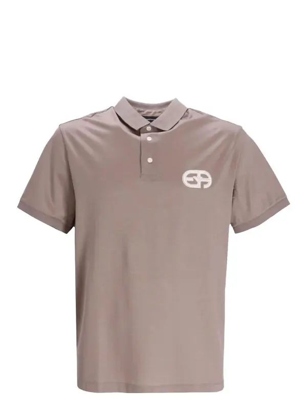 Emporio Armani Logo-patch Button-fastening Polo Shirt - Neutrals