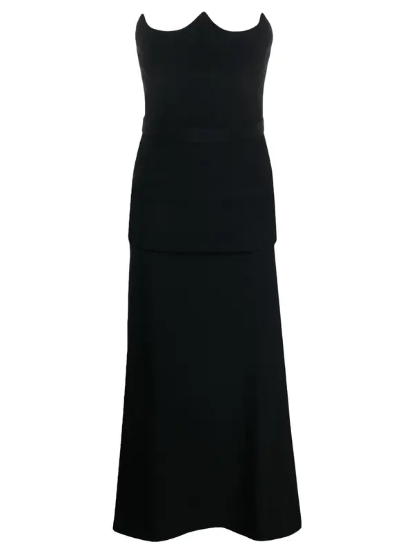 Alexander McQueen Peak Corset Crepe Gown - Black