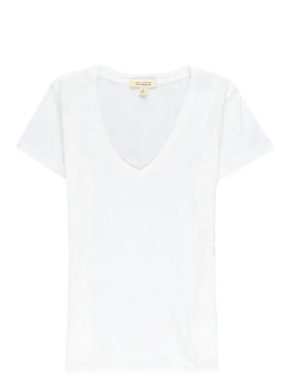 NILI LOTAN V-neck Cotton T-shirt - White