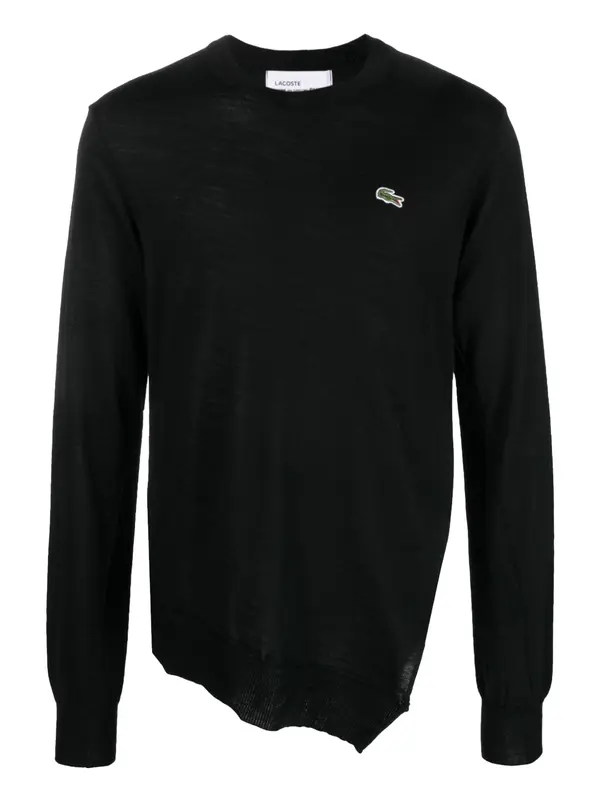 Comme Des Garçons X Lacoste Logo-embroidered Wool Jumper - Black