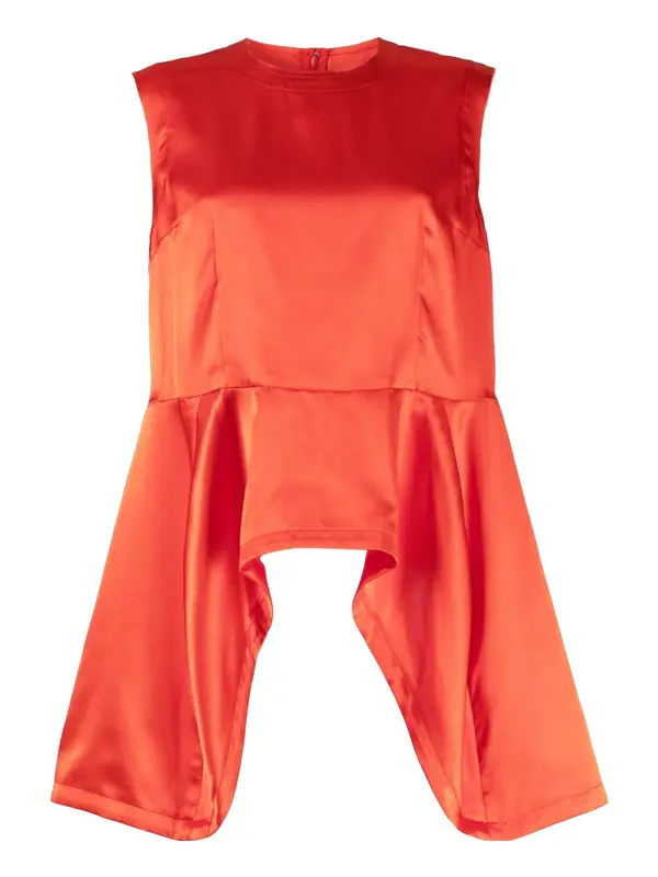 Comme Des Garçons Asymmetric-hem Satin Top - Red