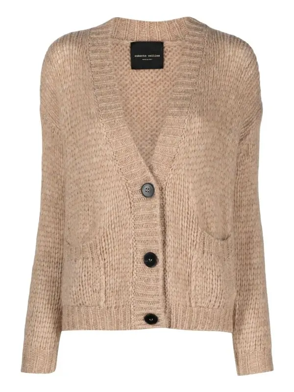 ROBERTO COLLINA V-neck Alpaca Wool-blend Cardigan - Neutrals