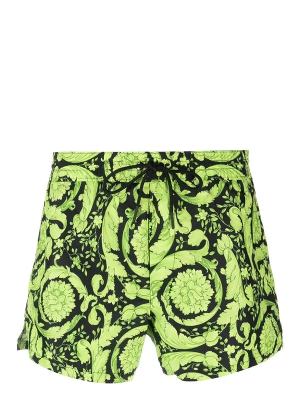 Versace Barocco-print Swim Shorts - Green