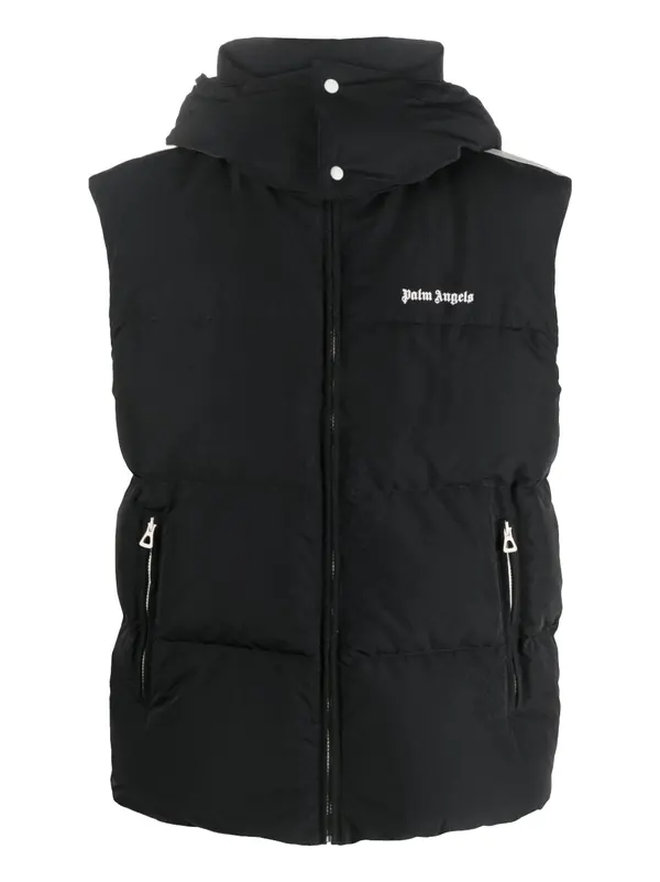 Palm Angels Logo-embroidered Puffer Gilet - Black