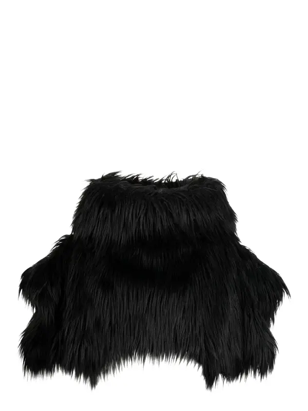 Comme Des Garçons Faux-fur Cropped Cape - Black