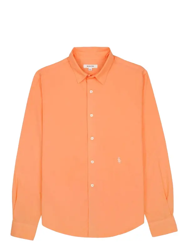 SPORTY & RICH Logo-embroidered Cotton Shirt - Orange