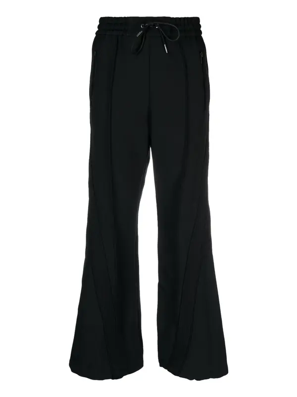 Sacai Stripe-detail Straight-leg Trousers - Black