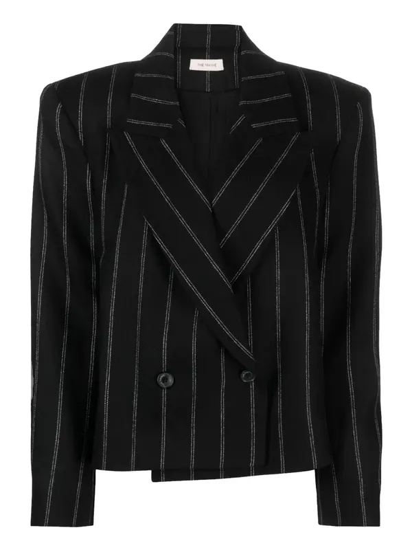 THE MANNEI Striped Wool Blazer - Black