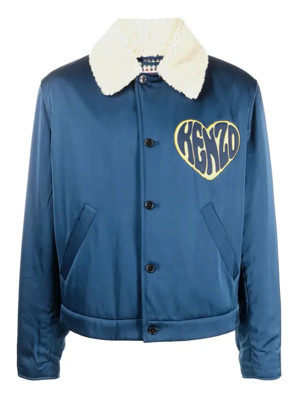 Kenzo Heart-embroidery Collar Jacket - Blue