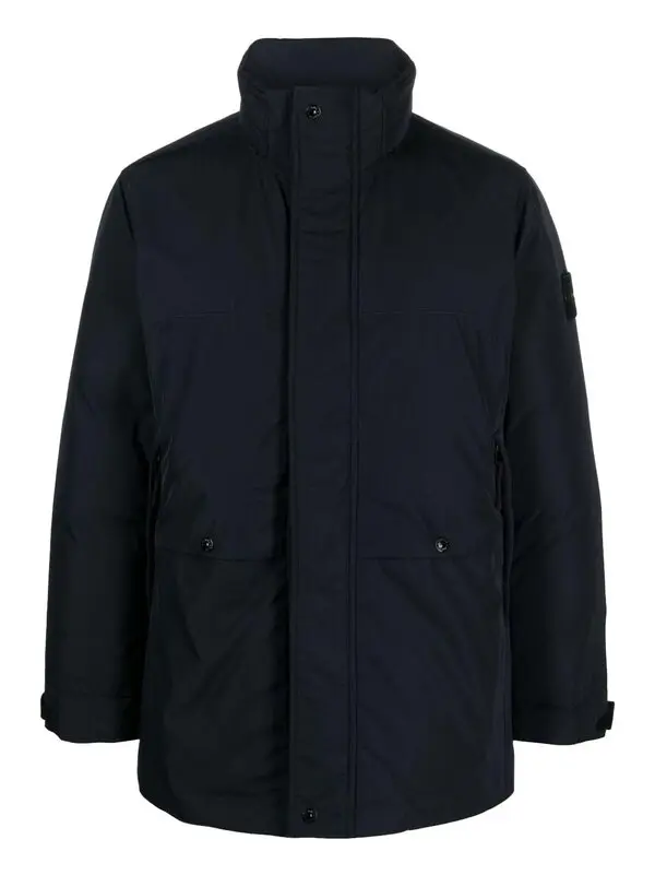 Stone Island Logo-patch Padded Down Parka - Blue
