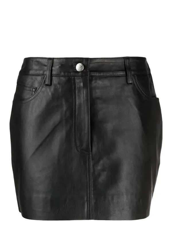 Remain Birger Christensen Leather Straight Miniskirt - Black