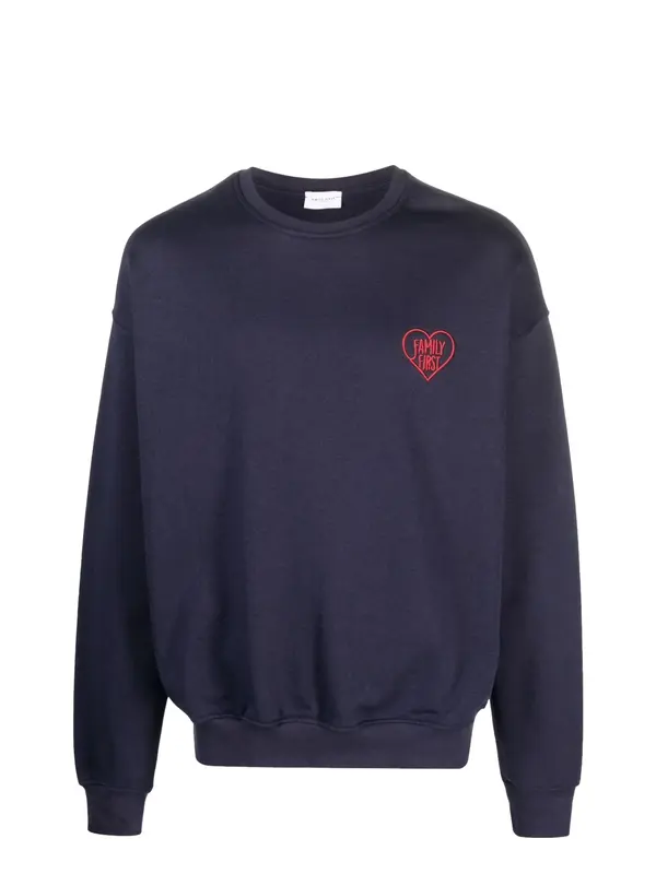 FAMILY FIRST Logo-embroidered Cotton Sweatshirt - Blue