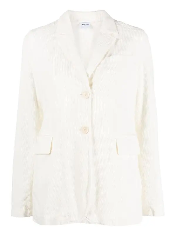 Aspesi Corduroy Notched Lapel Blazer - White